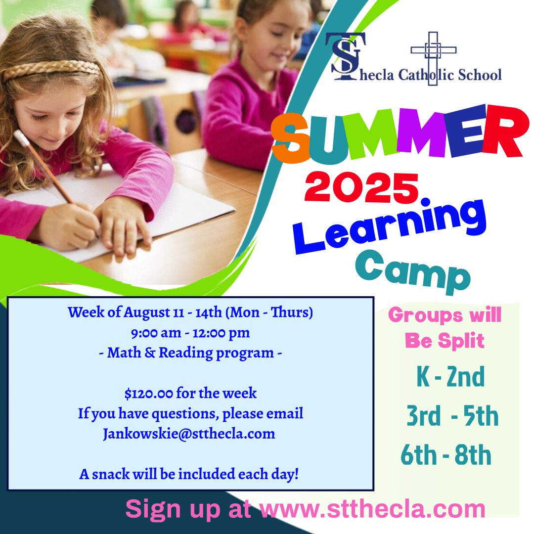 Summer Learning Camp – Sign up today! – St. Thecla School
